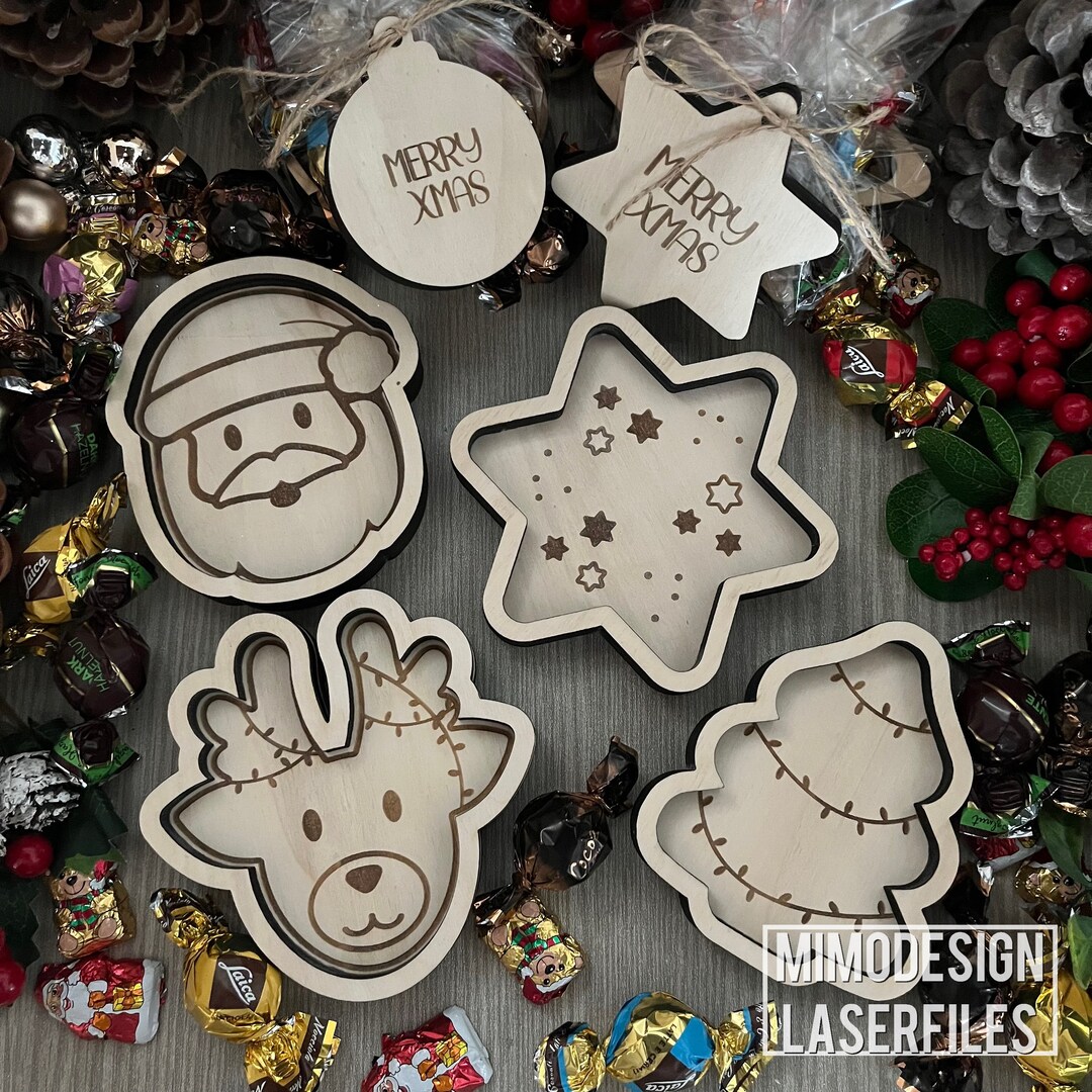 Santa Claus, Reindeer, Christmas Tree & Star Candy Dish Trays MASTER ...
