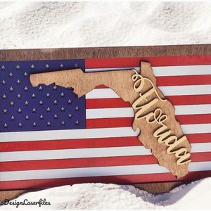 FLORIDA State Sign With the American Flag and Frames, Layered and Easy ...