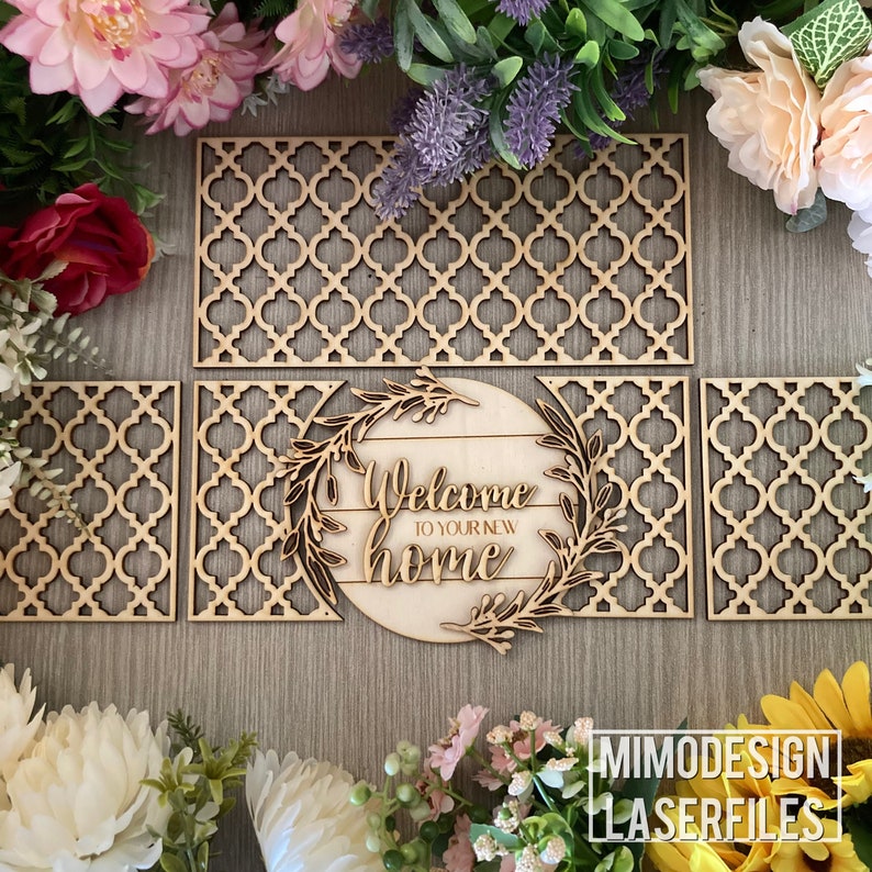 ADD ON Welcome to Your New Home With Arabesque Pattern Sides - Etsy