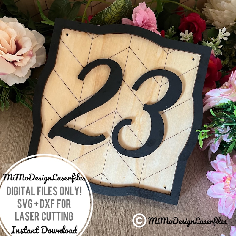 House Number Sign With Scored Lines Numbers 0-9 Layered - Etsy