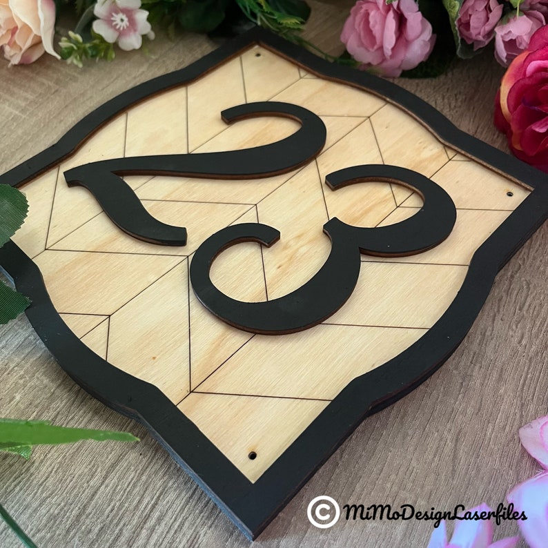 House Number Sign With Scored Lines Numbers 0-9 Layered - Etsy