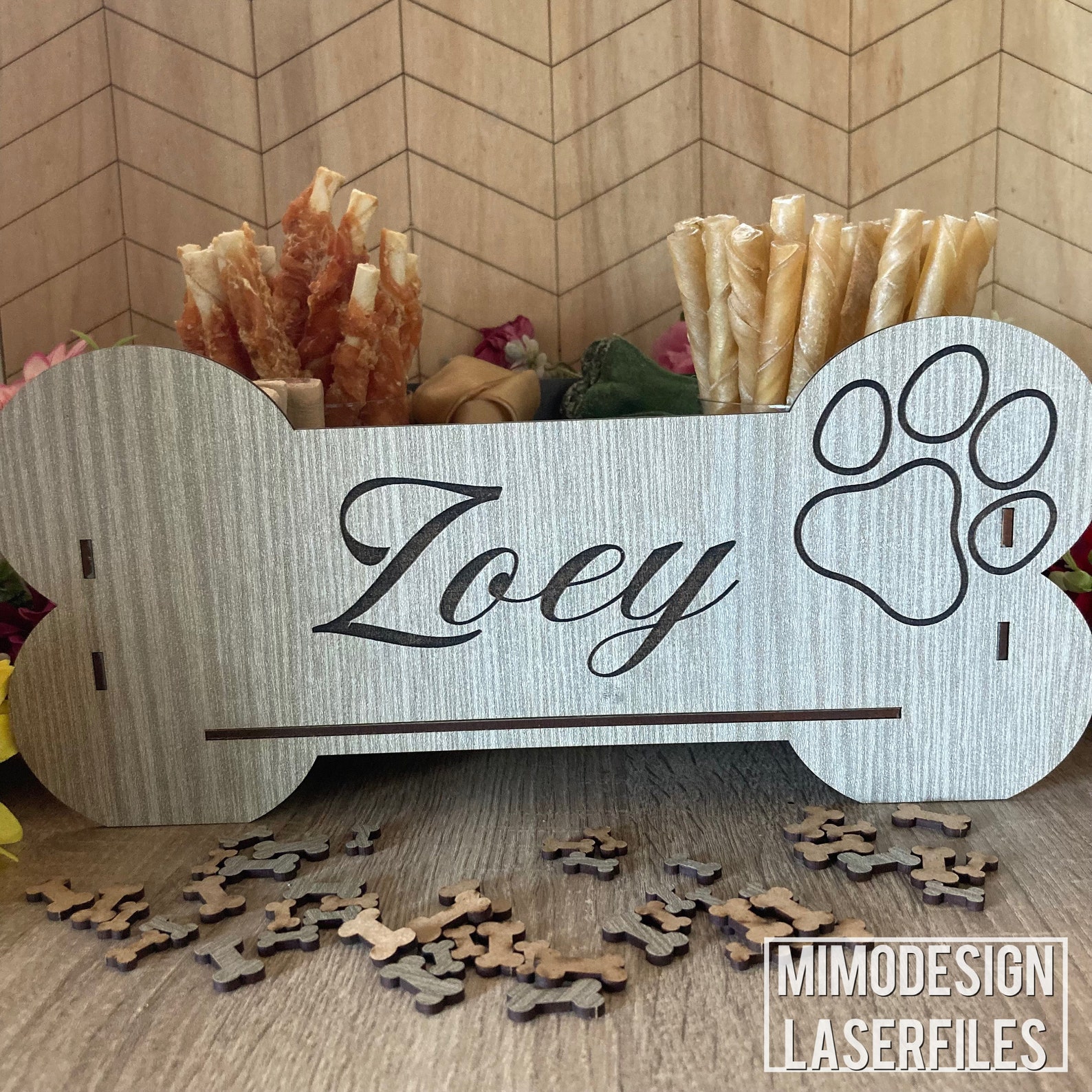 Dog Bone Treat Box SVG | Dog Toy Storage Box Laser Cut File | Paw Print ...