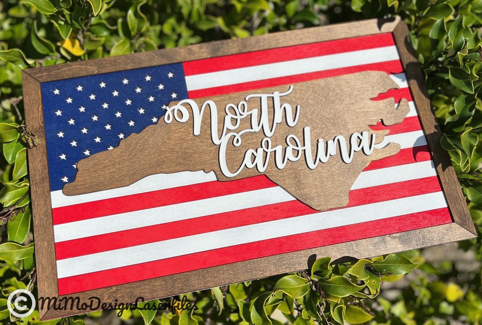 NORTH CAROLINA State Flag Sign With the American Flag and Frames, Easy ...