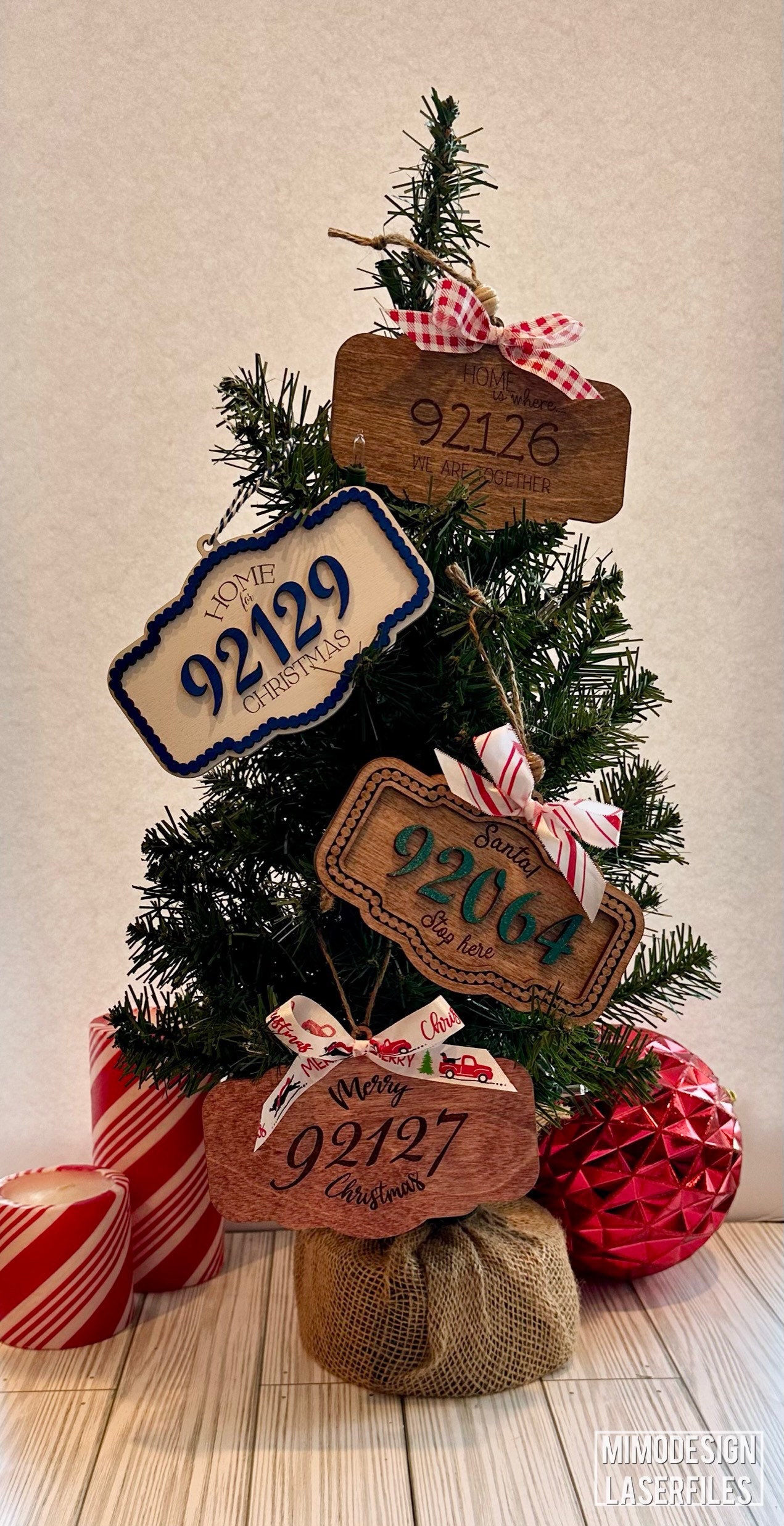 ZIP Code Beaded Frame Christmas Ornaments | Postal Number & City Name ...