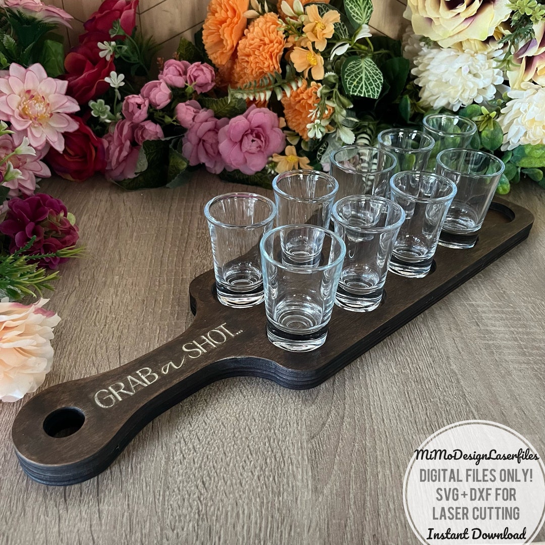 10 Shots Drinks Flight Board With Handle Engraved Personalized Cut ...
