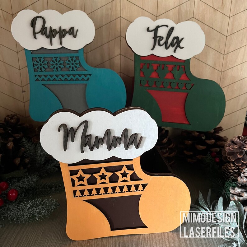 Christmas Stocking Boxes Bundle of 3 for Candy, Gifts, Fillings, Names ...