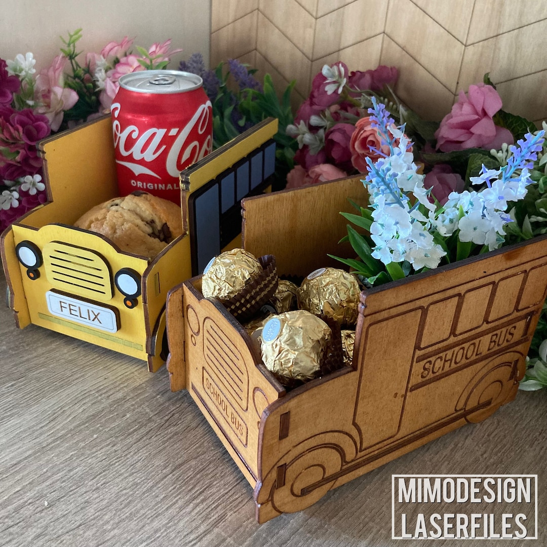 Mini School Bus Driver Gift Box Basket Crate for Personalization ...