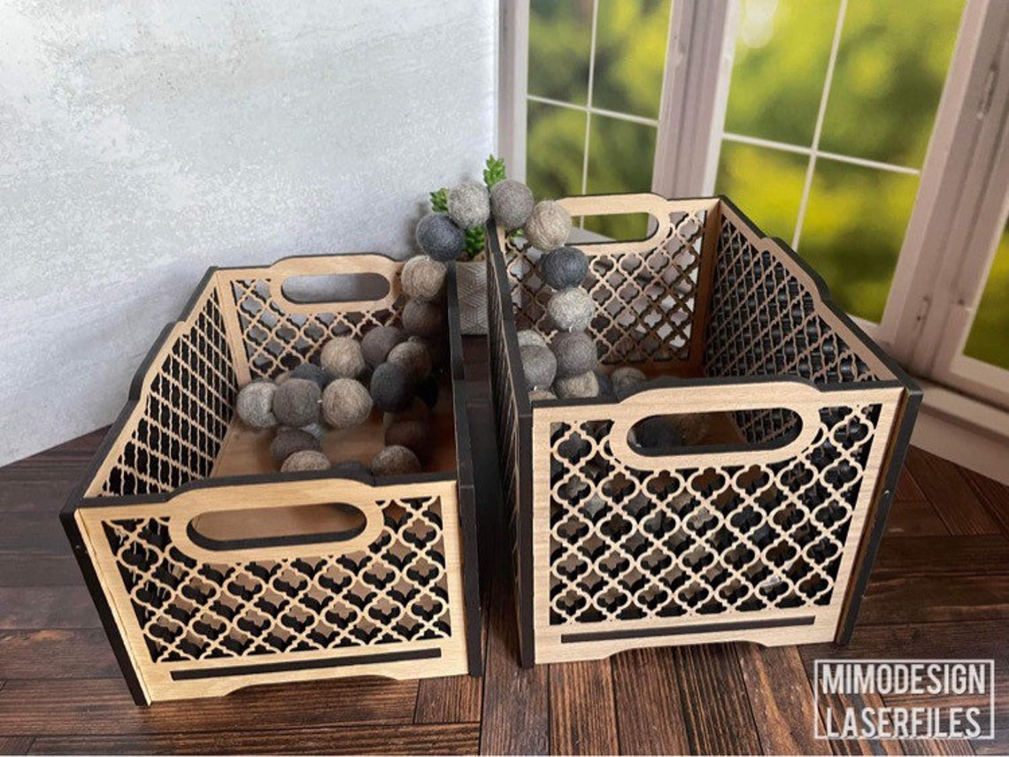 Stacking Arabesque Pattern Boxes Crates Baskets for - Etsy