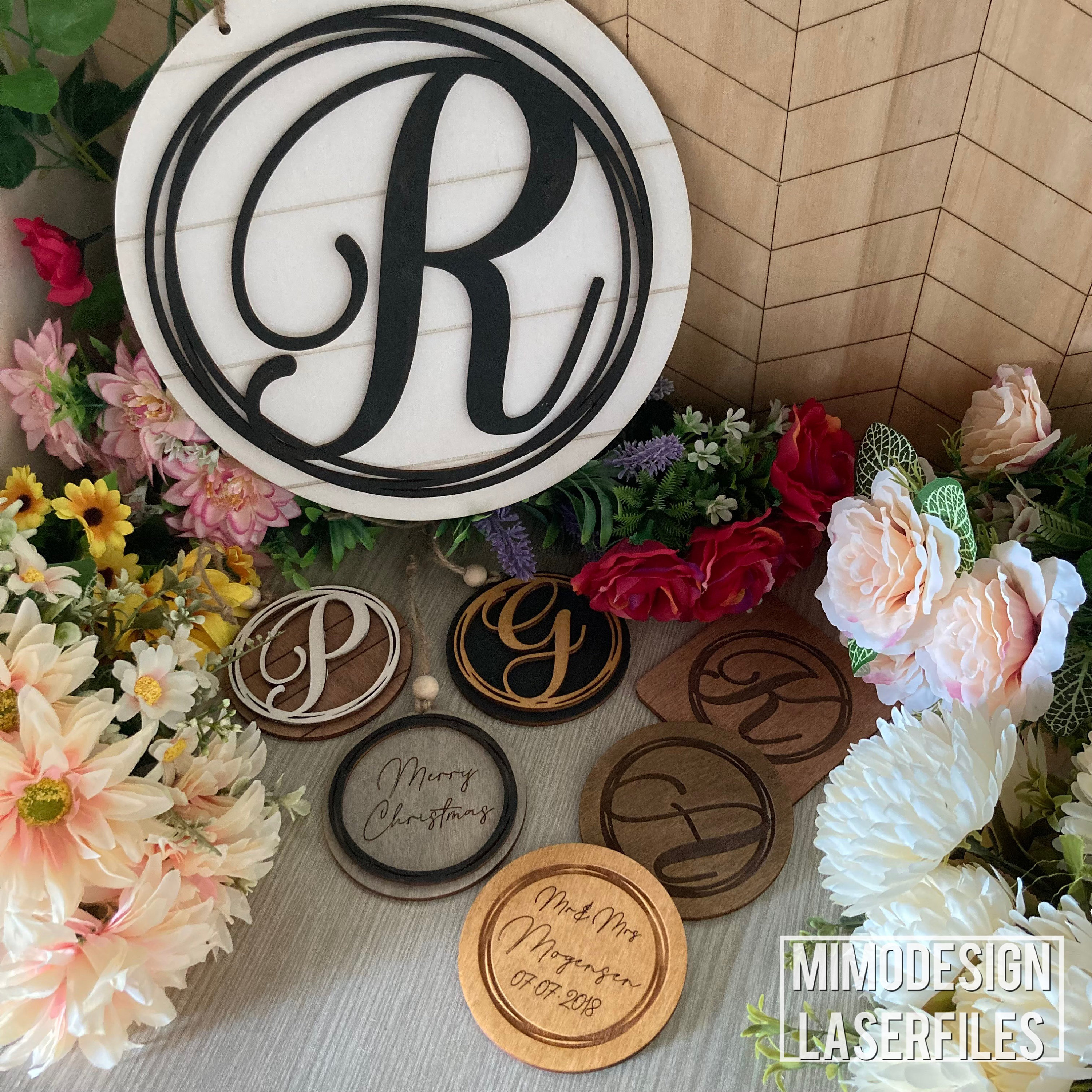 Bundle of Monogram Wreath Letters 26 Letters Full Alphabet - Etsy