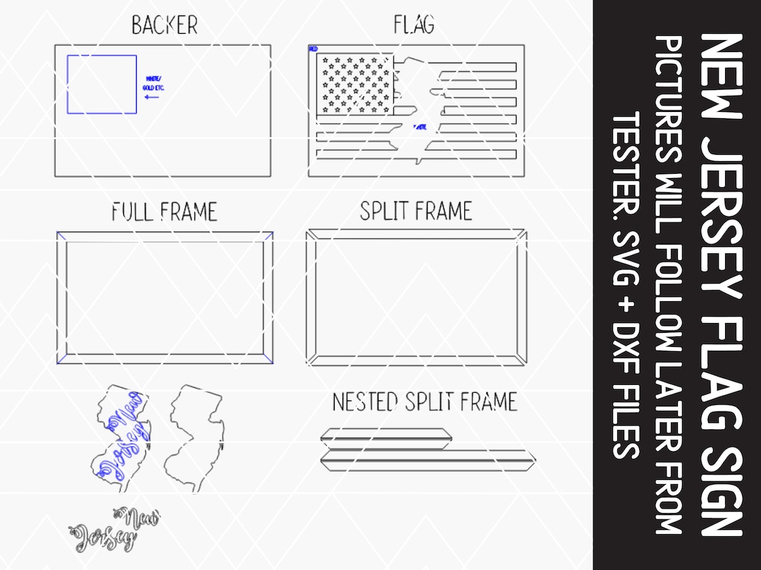 NEW JERSEY State Flag Sign With the American Flag + Frames, Layered ...