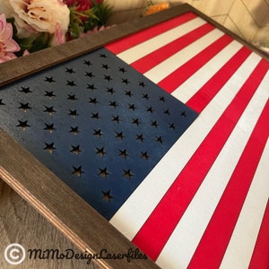 USA Basic Flag Sign With the American Flag and Frames, Layered, Easy to ...