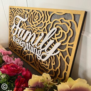 Roses Handdrawn Sign / Door Hanger With Family is Everything Text and 4 ...