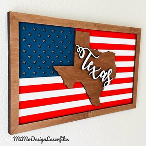 TEXAS State Sign With the American Flag and Frames, Layered and Easy to ...