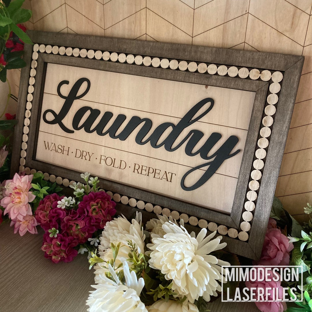 Laundry Room Beaded Frame Sign / Door Hanger Farmhouse Style, Blank ...