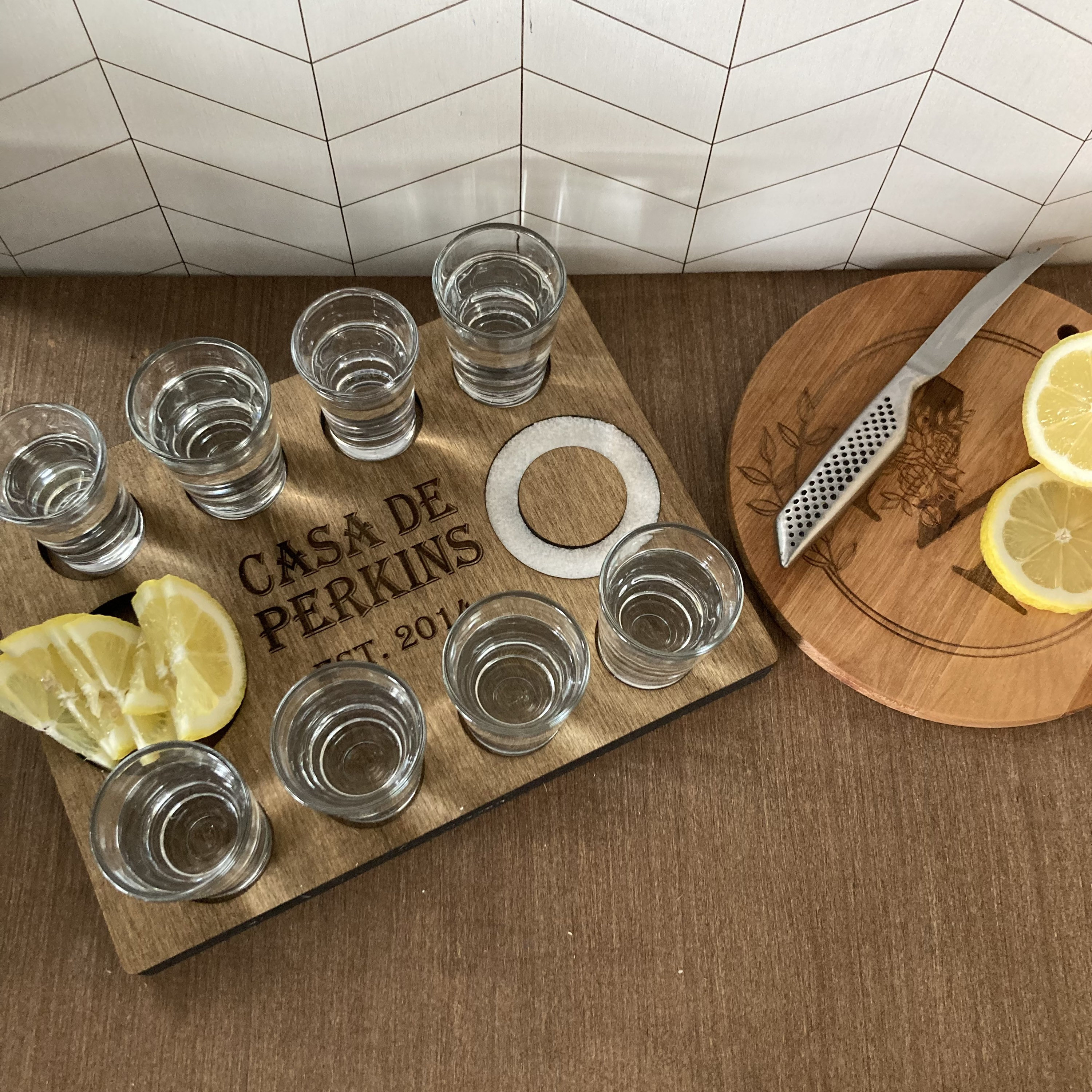 8 Shots Tequila Drinks Board Tray Engraved Personalized Cut - Etsy