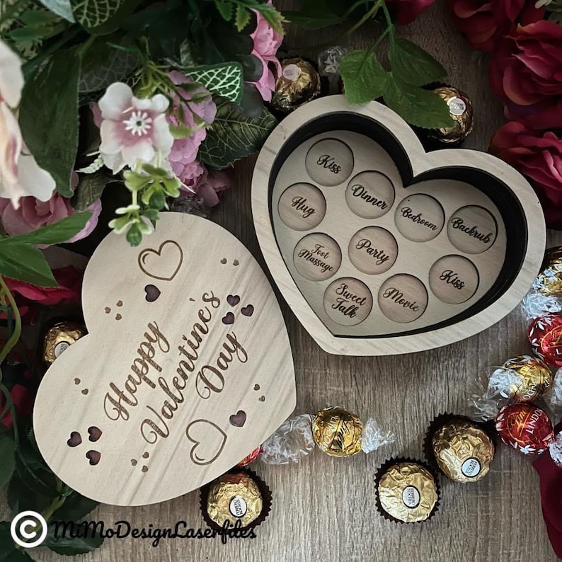Heart Shaped Chocolate Candy Box With Surprise Tasks for Valentines Day ...