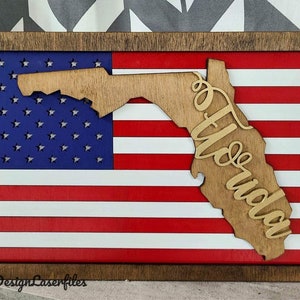 FLORIDA State Sign With the American Flag and Frames, Layered and Easy ...