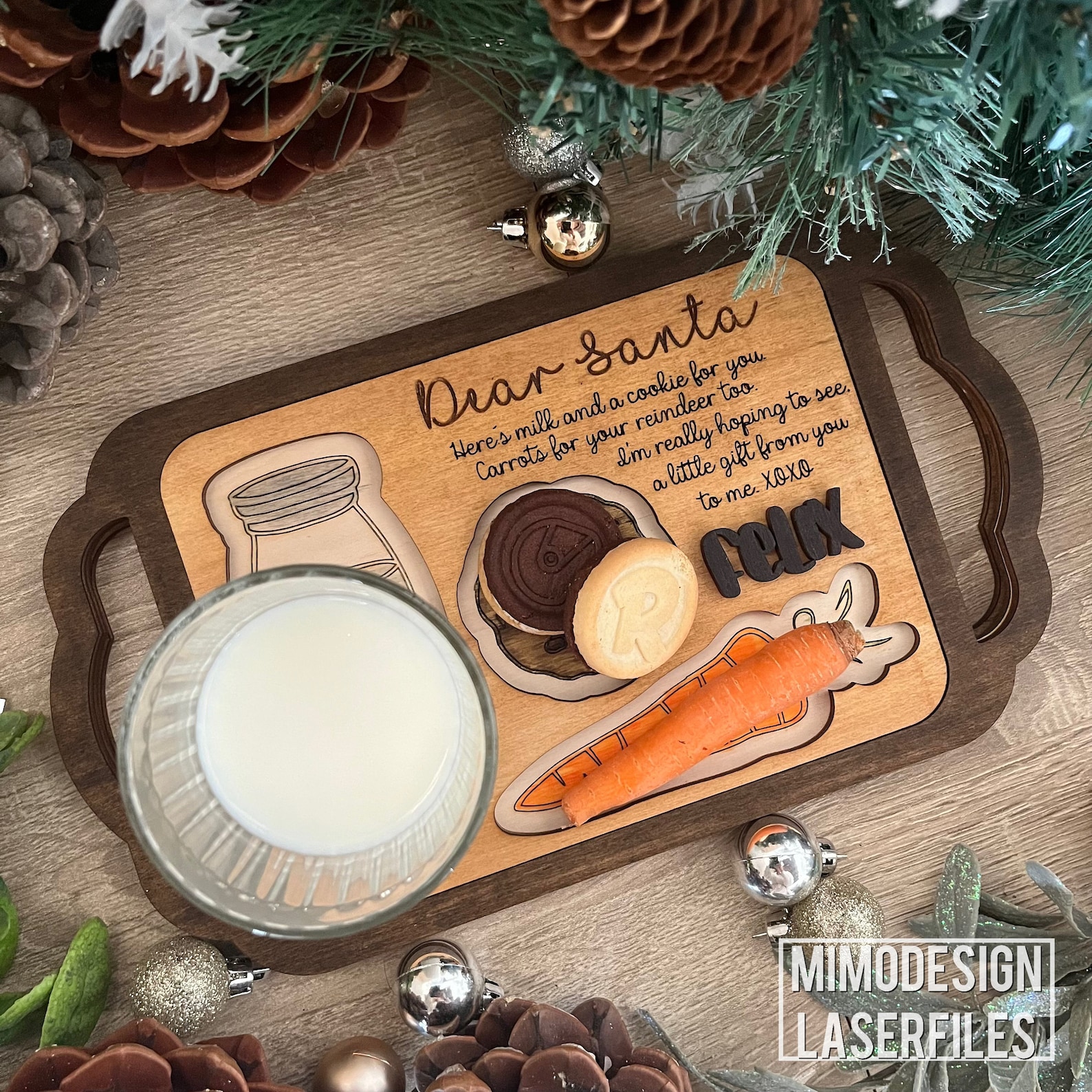 Santa Treat Tray Board for Kids, Carrots, Water, Cookies ALL Scored ...