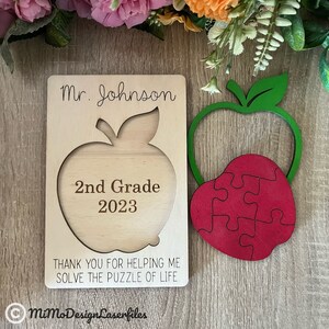 Teacher Puzzle Apple Card SVG | Teacher Appreciation Gift Card Holder ...