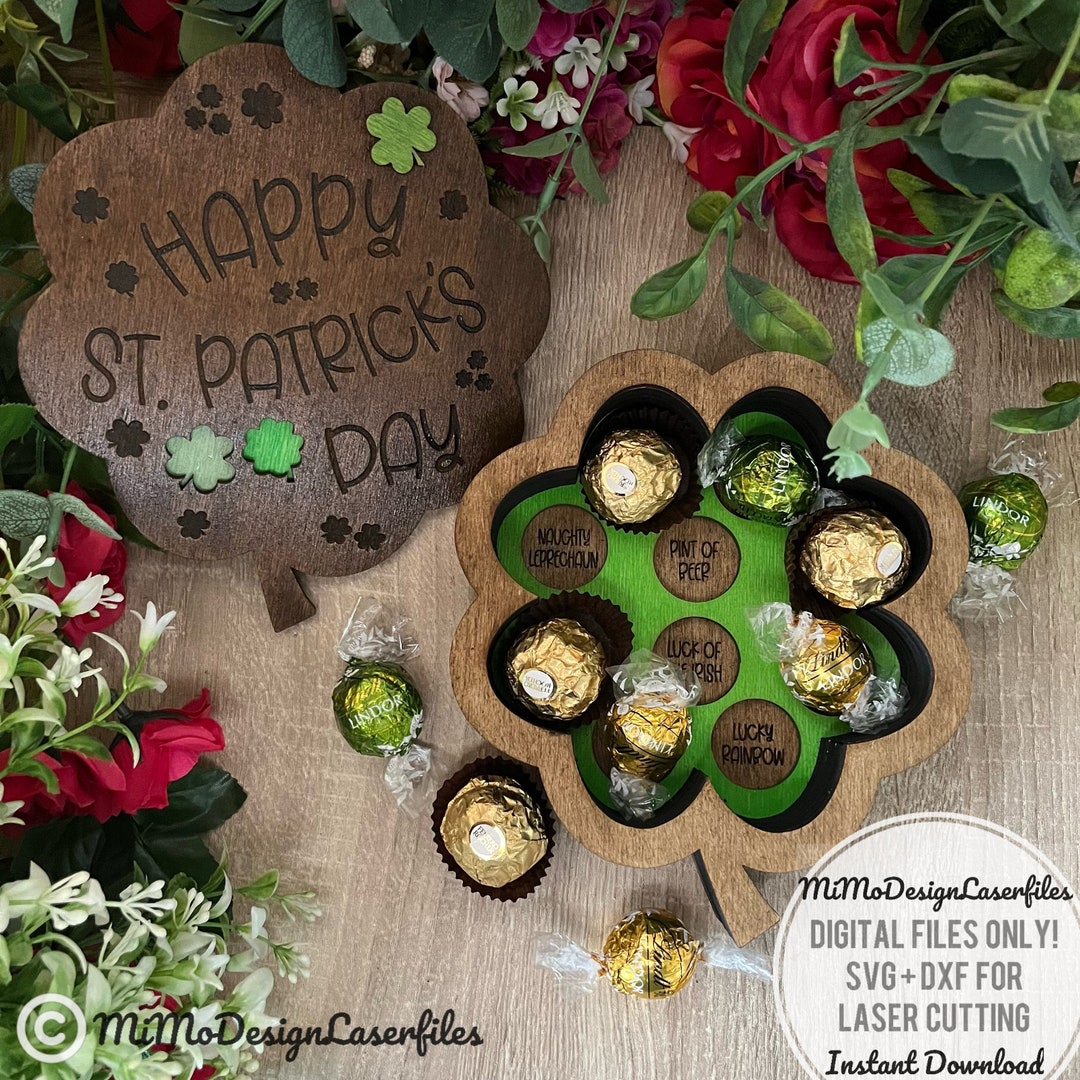 St. Patrick's Day Clover Chocolate Box – Laser Cut Digital File for 10 ...