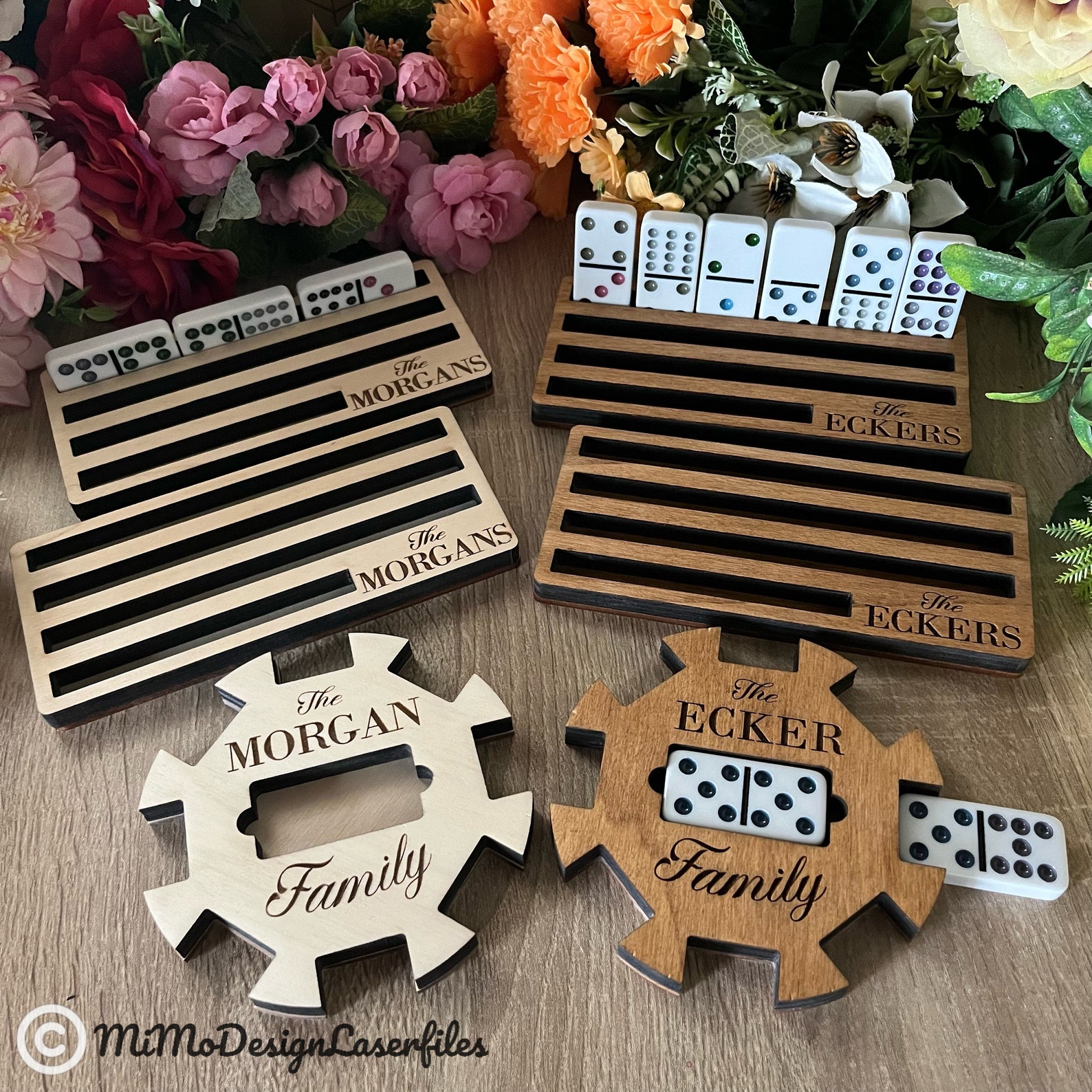 Mexican Train Dominoes Game and Domino Holder Glowforge Ready Digital ...