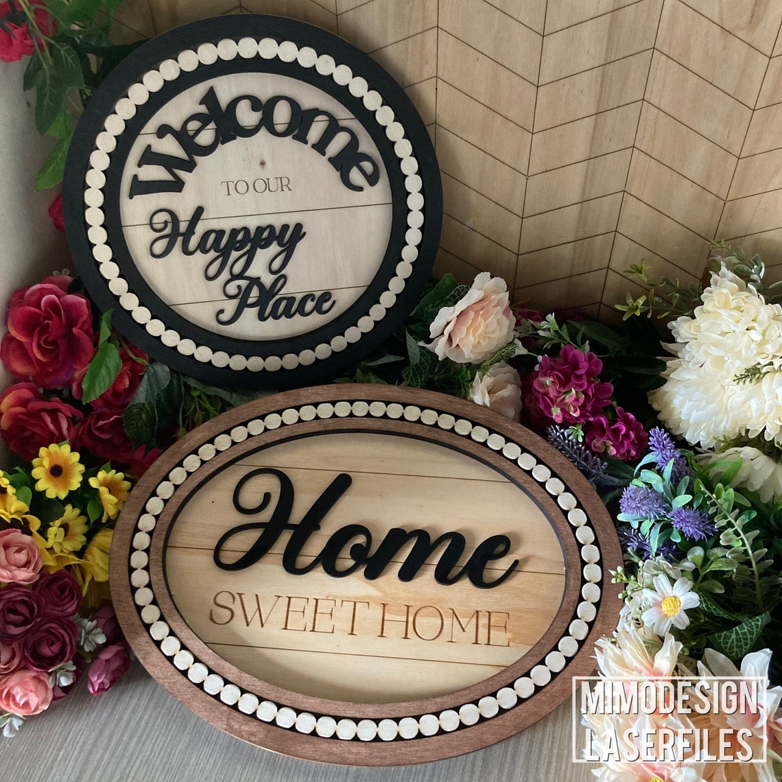 Bundle of Home Themed Beaded Frame Signs Farmhouse Style, Blank Frame ...