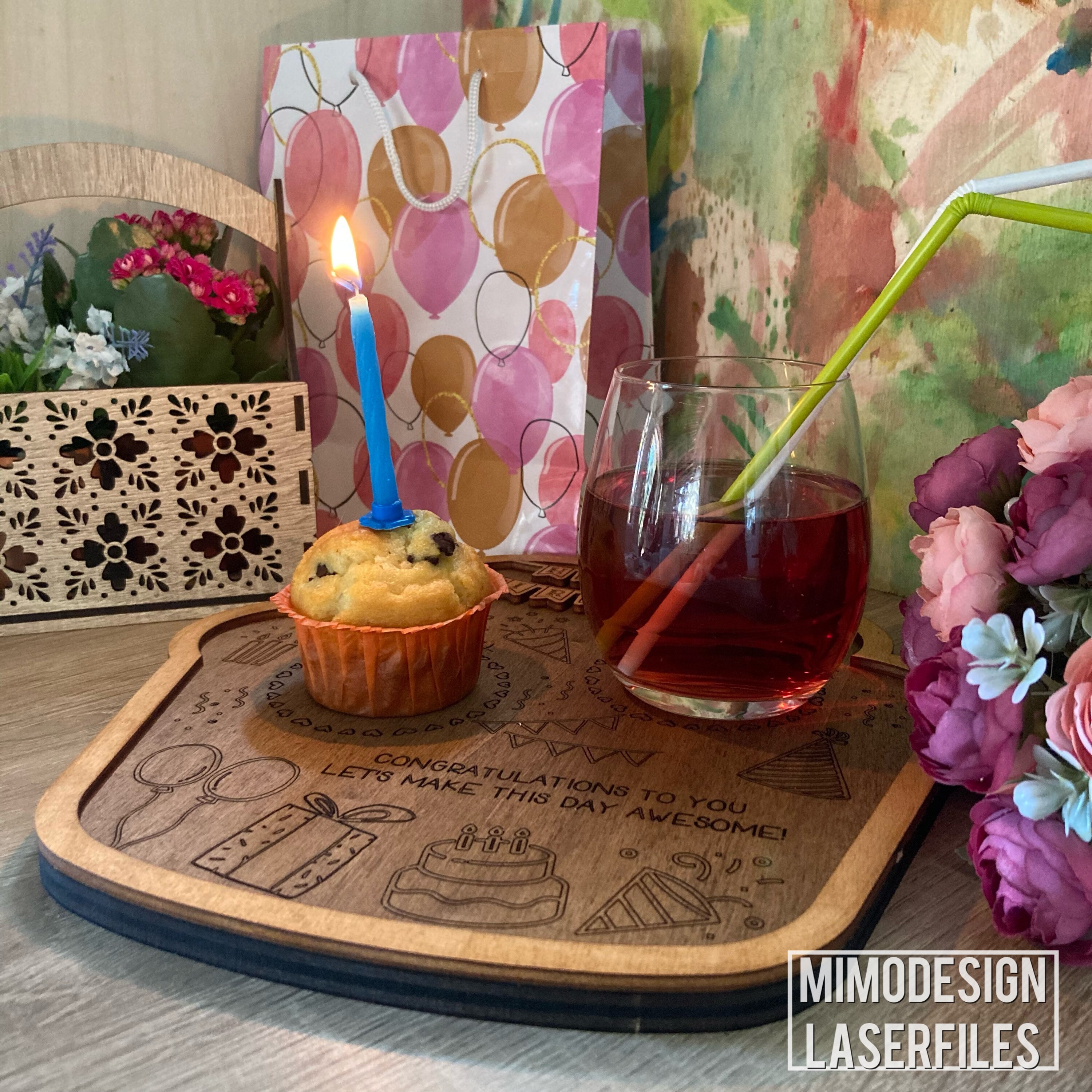 Happy Birthday Treat Tray, for Cupcakes, Cake, Drinks ALL Scored ...