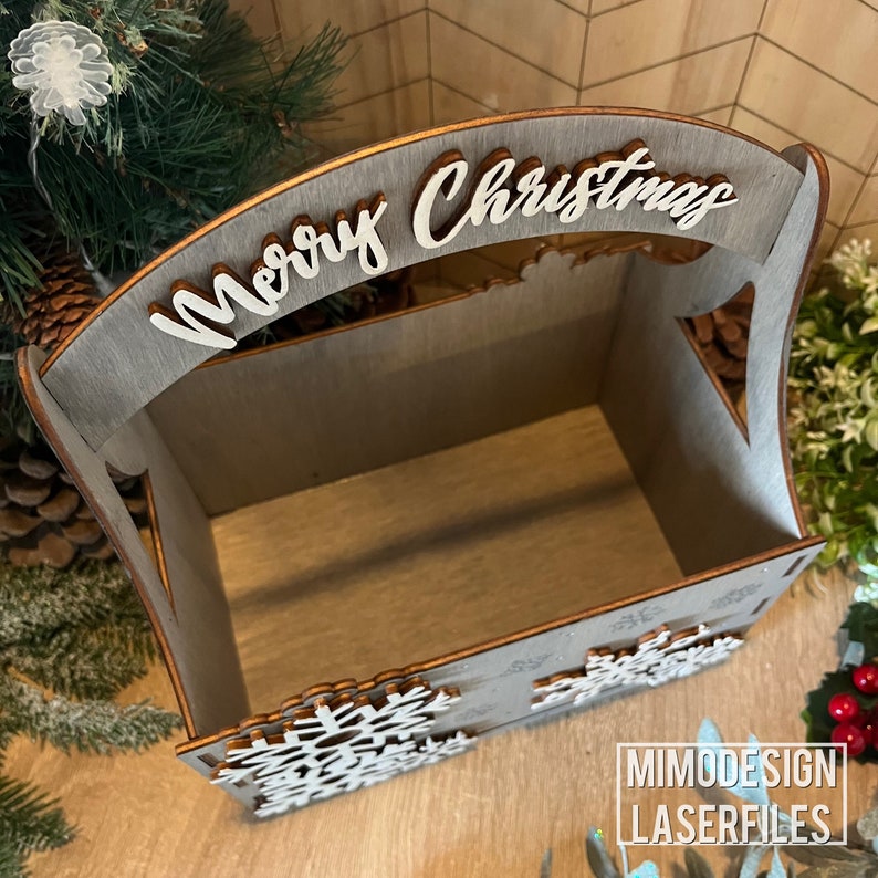 Snowflakes Gift or Decor Xmas Basket for Holding Wine Decor - Etsy