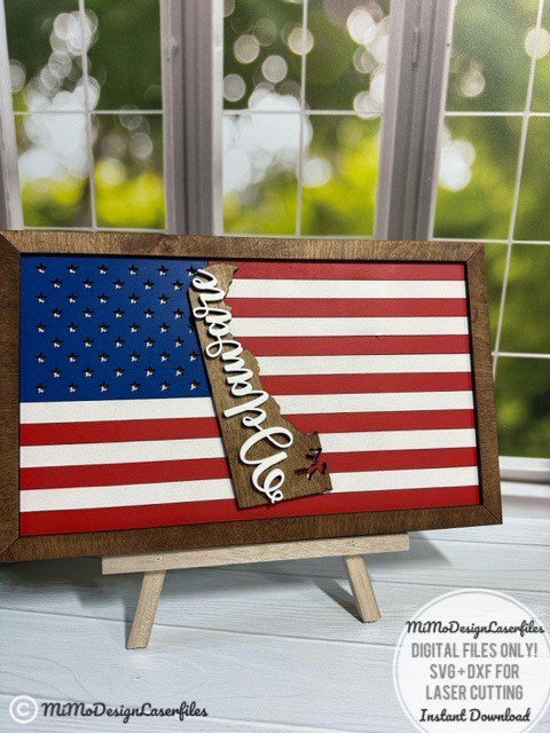 DELAWARE State Flag Sign With the American Flag and Frames, Layered ...