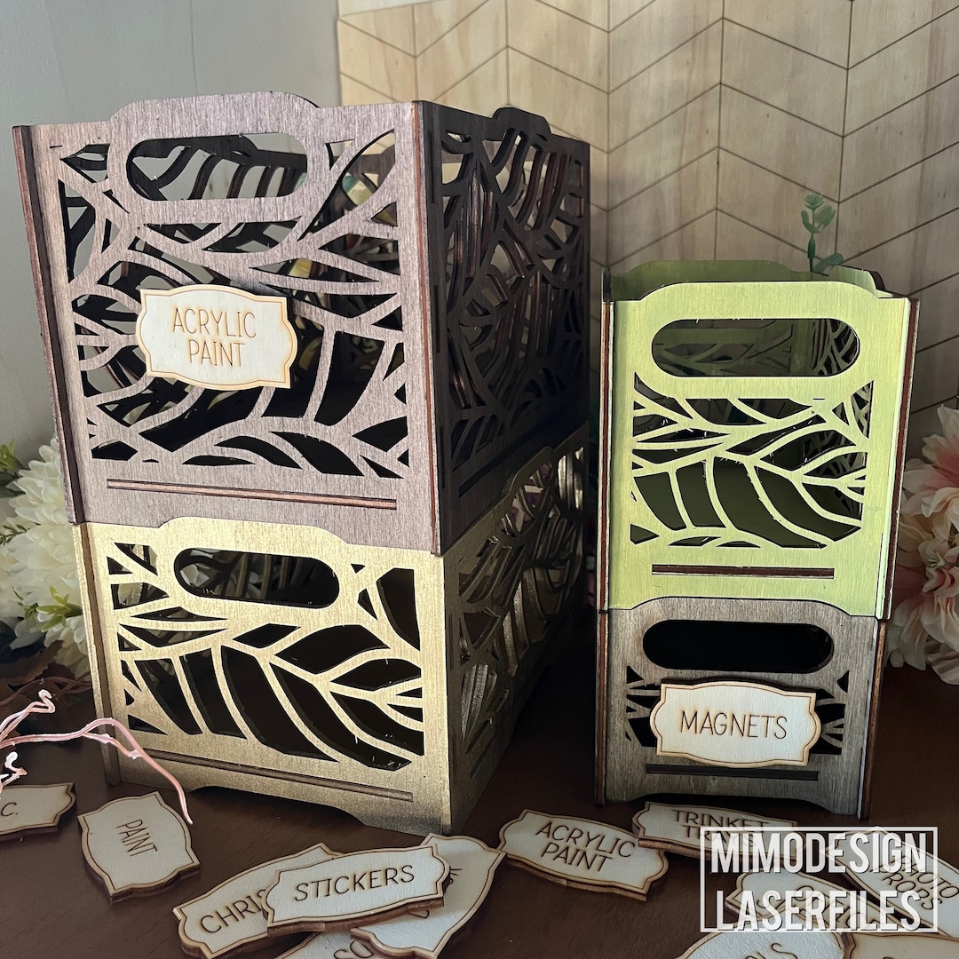 Stacking Leaves Pattern Boxes Crates, Baskets for Personalization ...