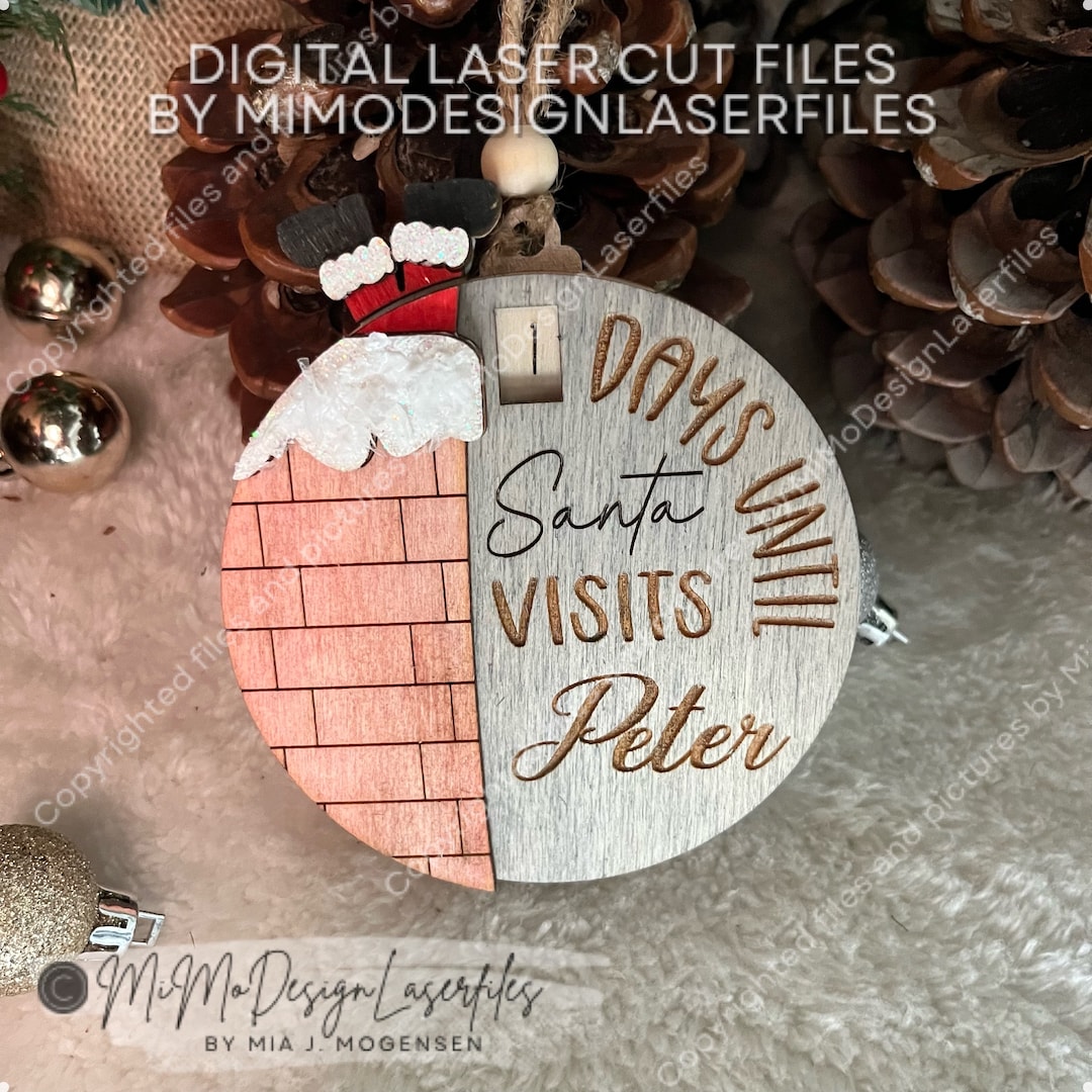 Santa Down the Chimney Countdown Ornament | Sliding 3D Christmas Design ...