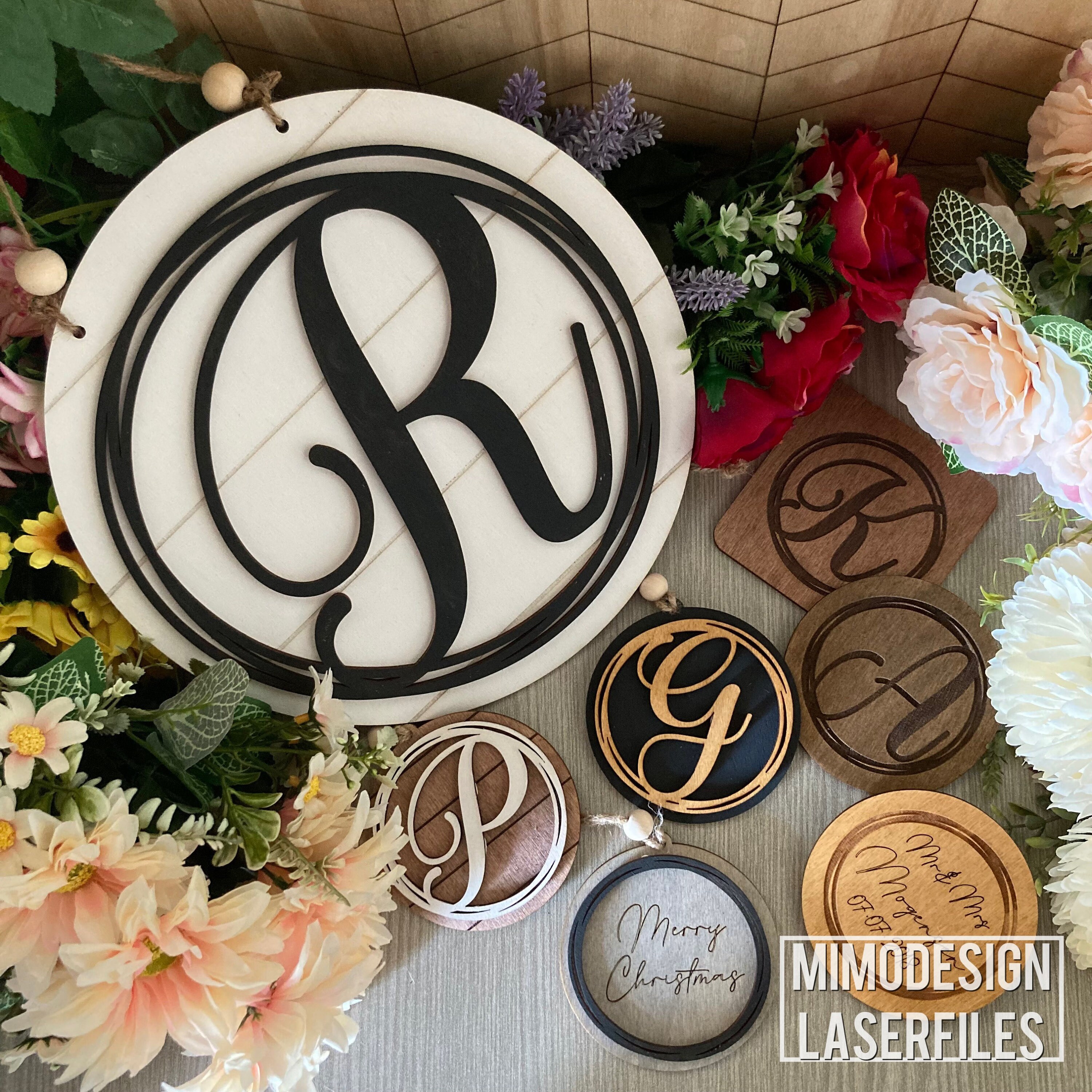 Bundle of Monogram Wreath Letters 26 Letters Full Alphabet - Etsy