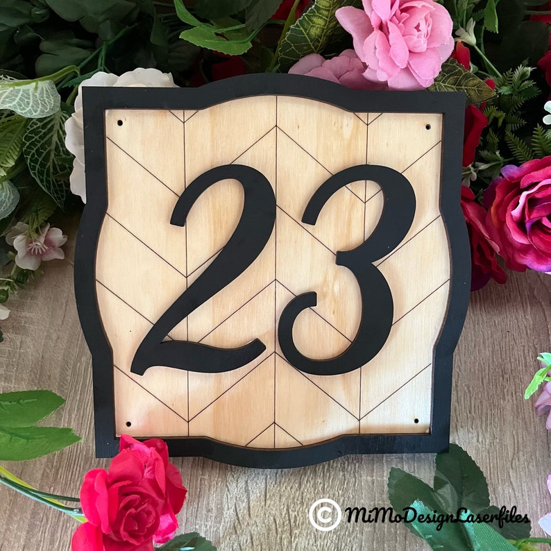 House Number Sign With Scored Lines Numbers 0-9 Layered - Etsy