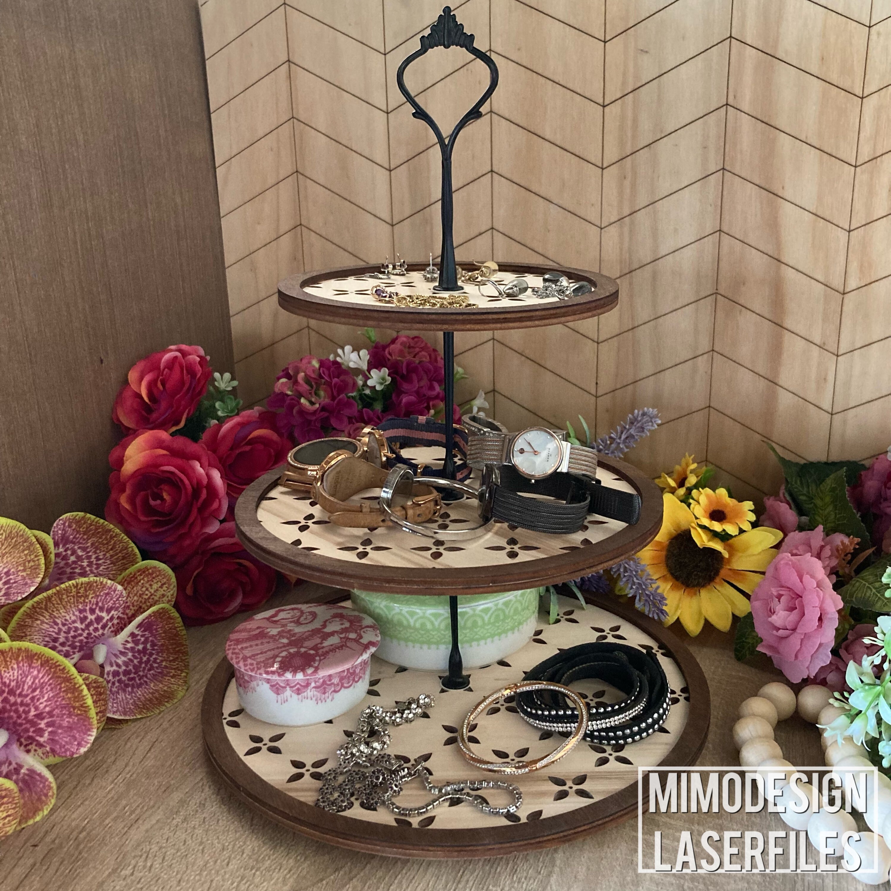Patterned 3 Tiered Tray Decor, Cupcakes Stand Candy 5 Options for ...