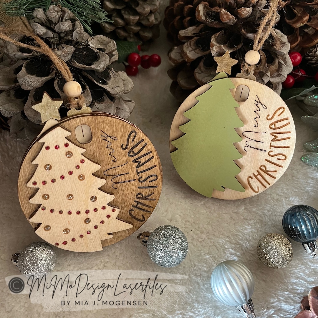 Christmas Tree Countdown Sliding Ornament | Star Lever Turning Calendar ...