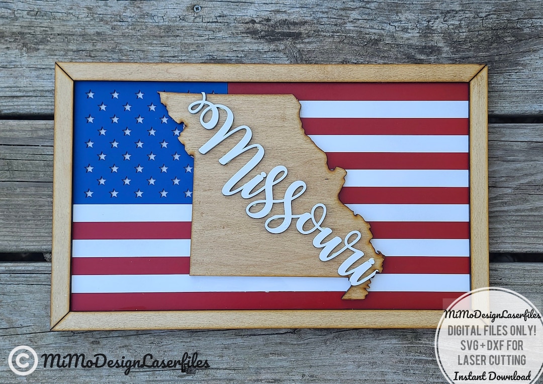 MISSOURI State Sign With the American Flag and Frames, Layered and Easy ...