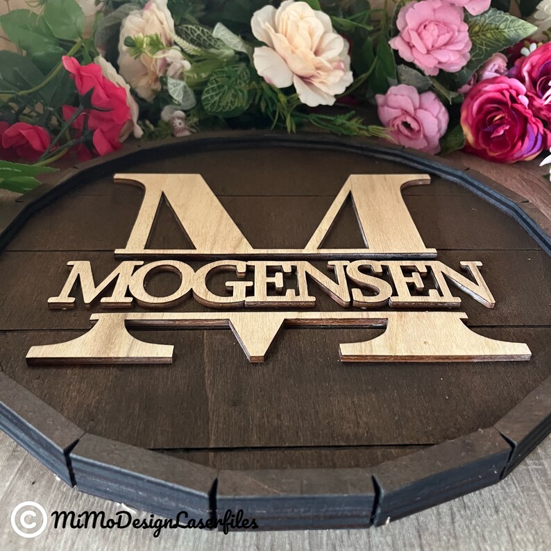 Faux Barrel Top Split Monogram Sign Resizable for Other - Etsy