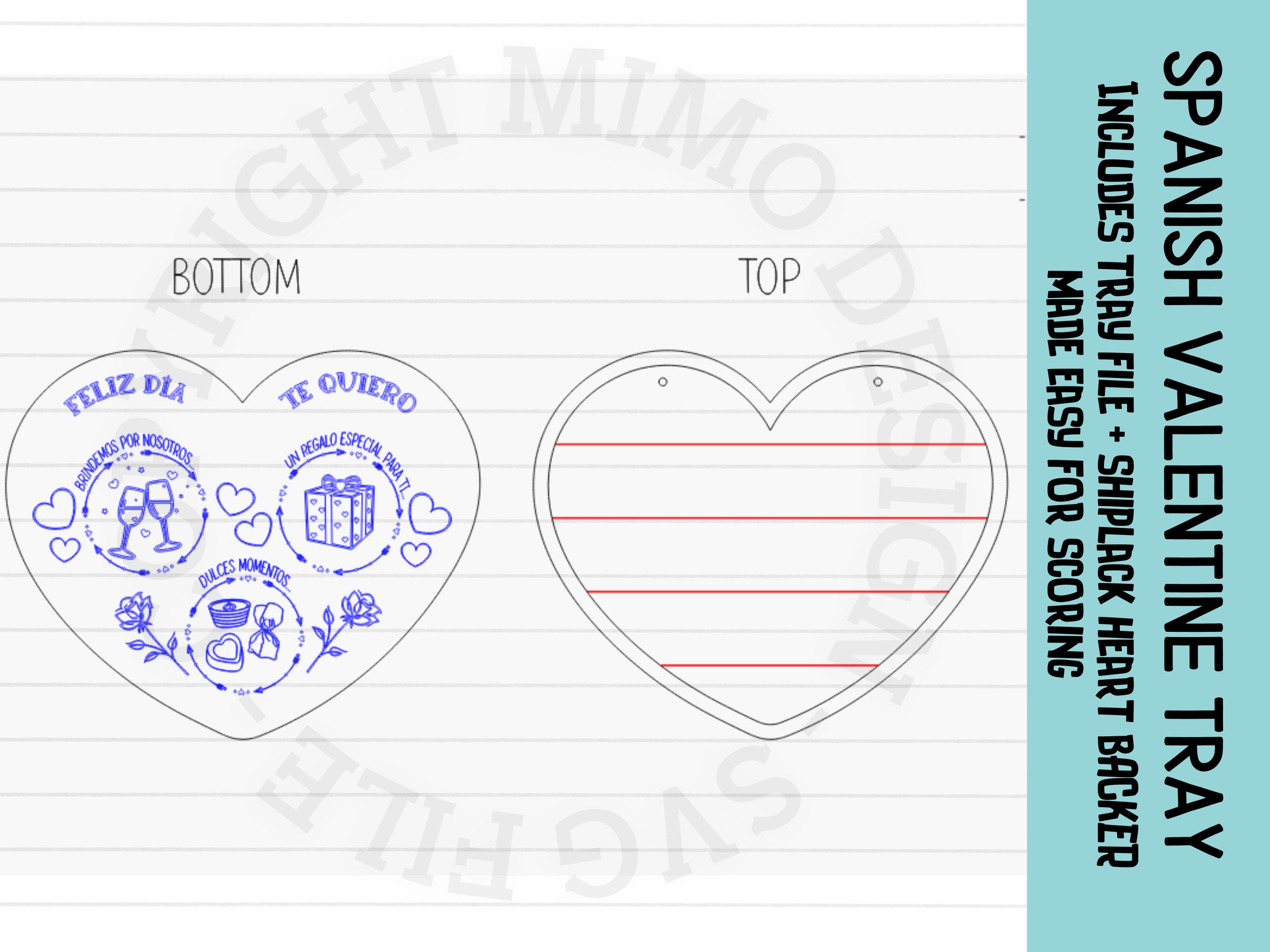 SPANISH VERSION Valentine Heart Scored Tray With Shiplack Door - Etsy
