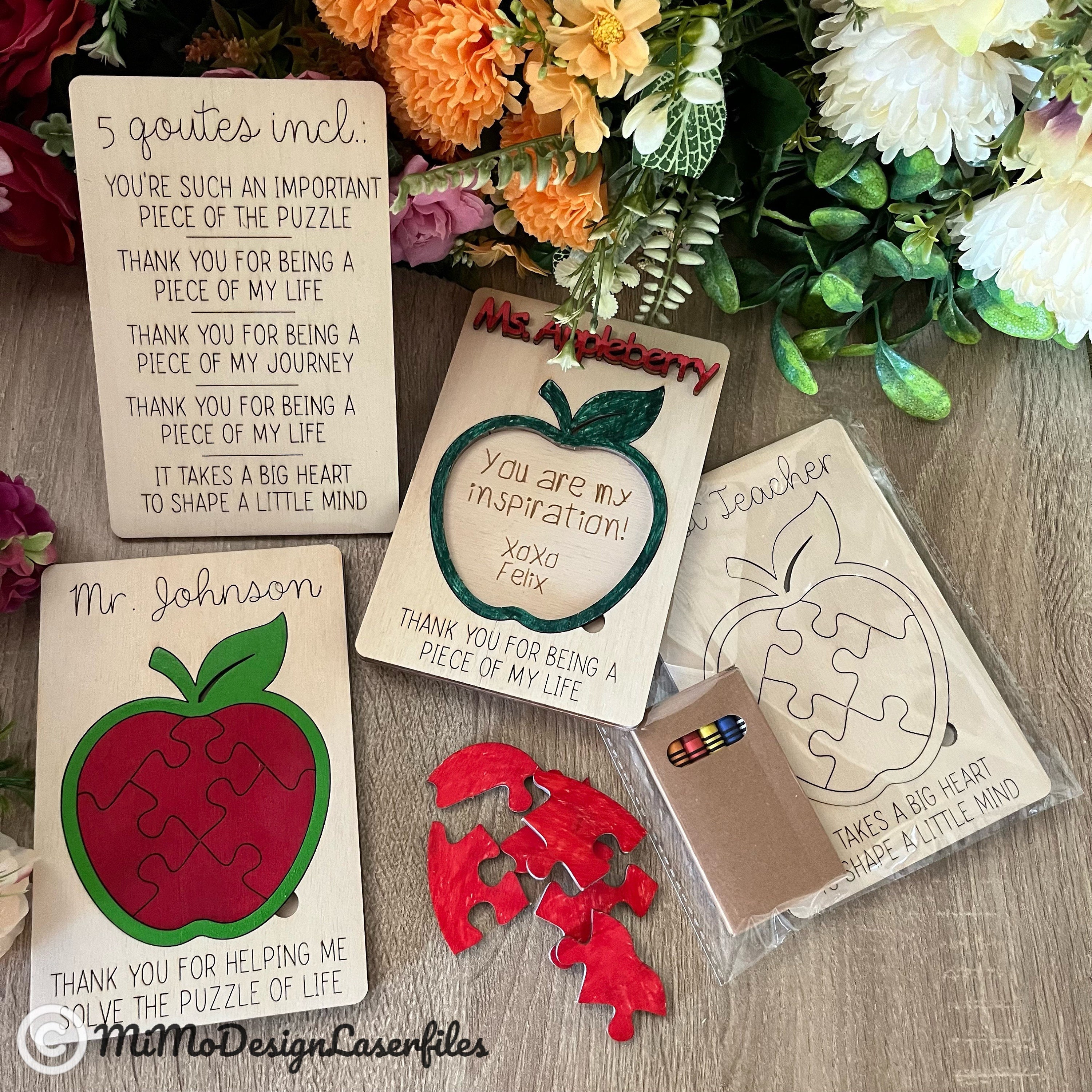 Teacher Puzzle Apple Card SVG | Teacher Appreciation Gift Card Holder ...