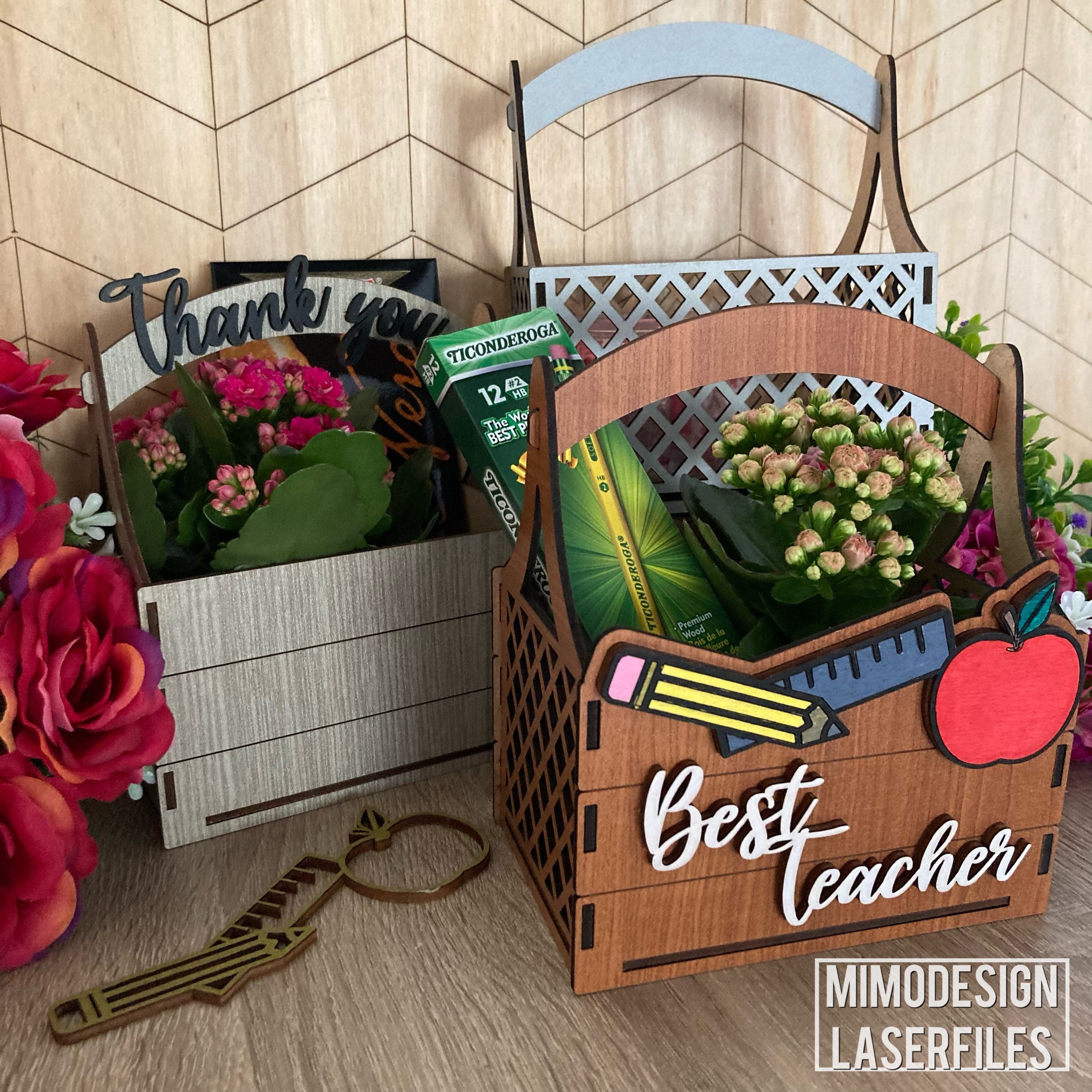 Mini Teachers and Patterned Gift Baskets Crates for - Etsy