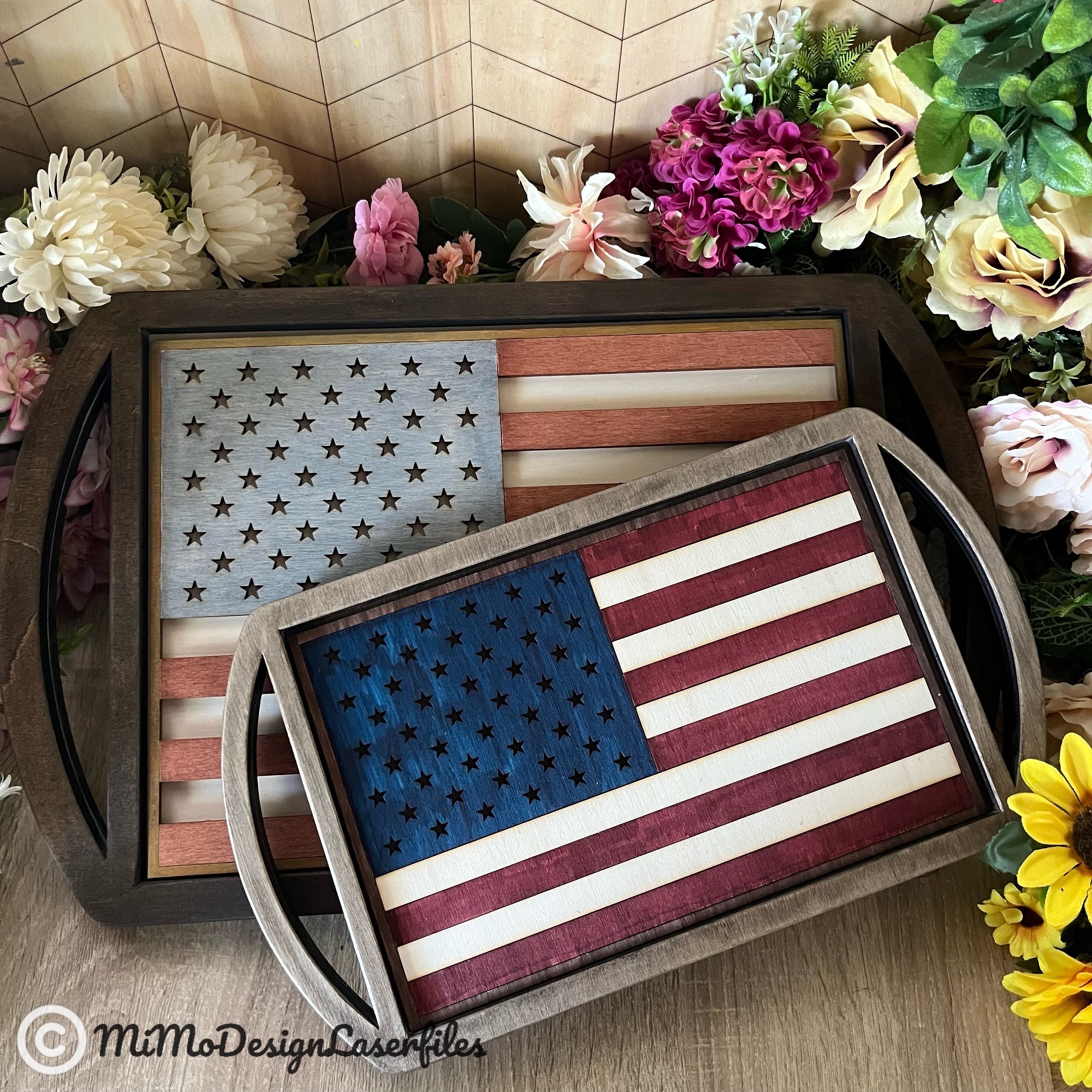 Inlay (ADD ON) American Flag for Decorative Home Decor Trays, Cut and ...