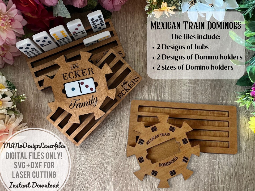 Mexican Train Dominoes SVG | Domino Holder + Hub | Laser Cut Game Files ...