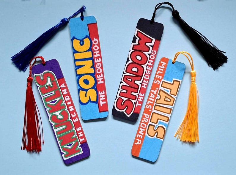 Hand-painted Sonic the Hedgehog Wooden Bookmarks - Etsy UK