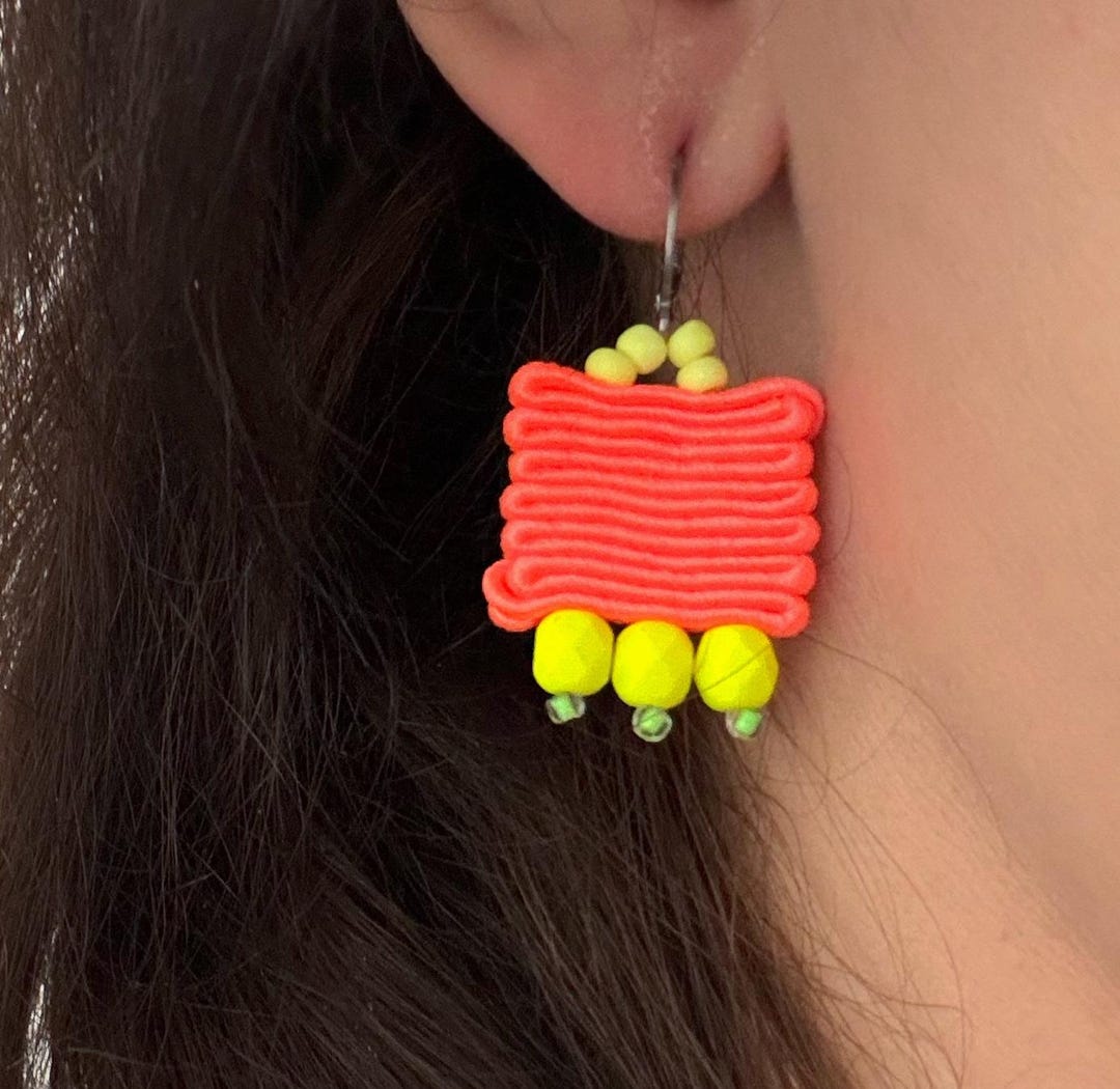 Neon Vibrant Earrings, Bold and Colorful Studs, Eye-catching Ear ...