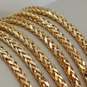 18K Solid Gold Franco Chain Necklace, Real 18K Gold Franco Chain ...