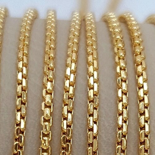 18K Solid Yellow Gold Box Chain Necklace 202224 Inches 2mm - Etsy