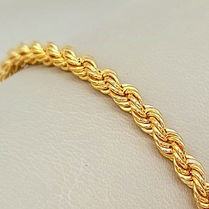 14K Solid Gold Rope Bracelet Chain, Real Gold Rope Bracelet, 14K ...