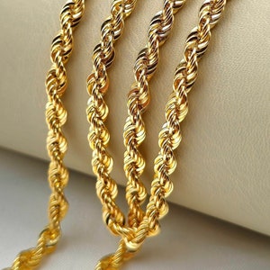 18K Gold Rope Chain Necklace, 18K Solid Gold Rope Chain 4mm_16 26.5 ...
