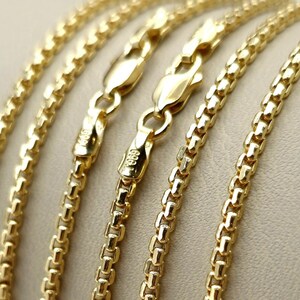 18K Solid Yellow Gold Box Chain Necklace (2mm Thick) - Etsy