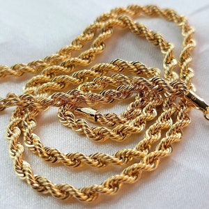 18K Solid Gold Rope Chain Necklace: Diamond-cut, 4mm_16"- 26.5" - Etsy